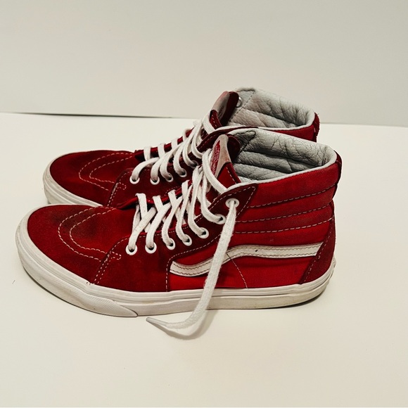 Vans | Shoes | Vans Sk8 Hi Red Velvet Suede High Top Moc ...